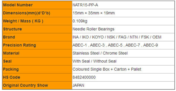 INA Merek Jarum Rol Bantalan NATR15-PP-A Track Roller Bearing